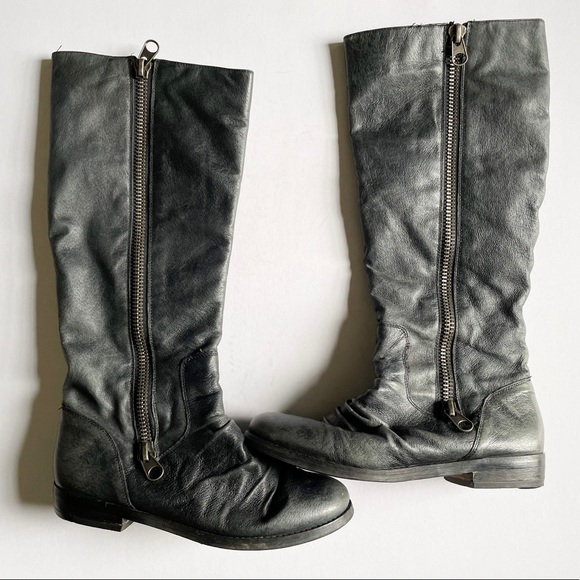 Zigi Soho | Shoes | Zigi Soho Mixer Tall Leather Side Zip Boots Dark ...